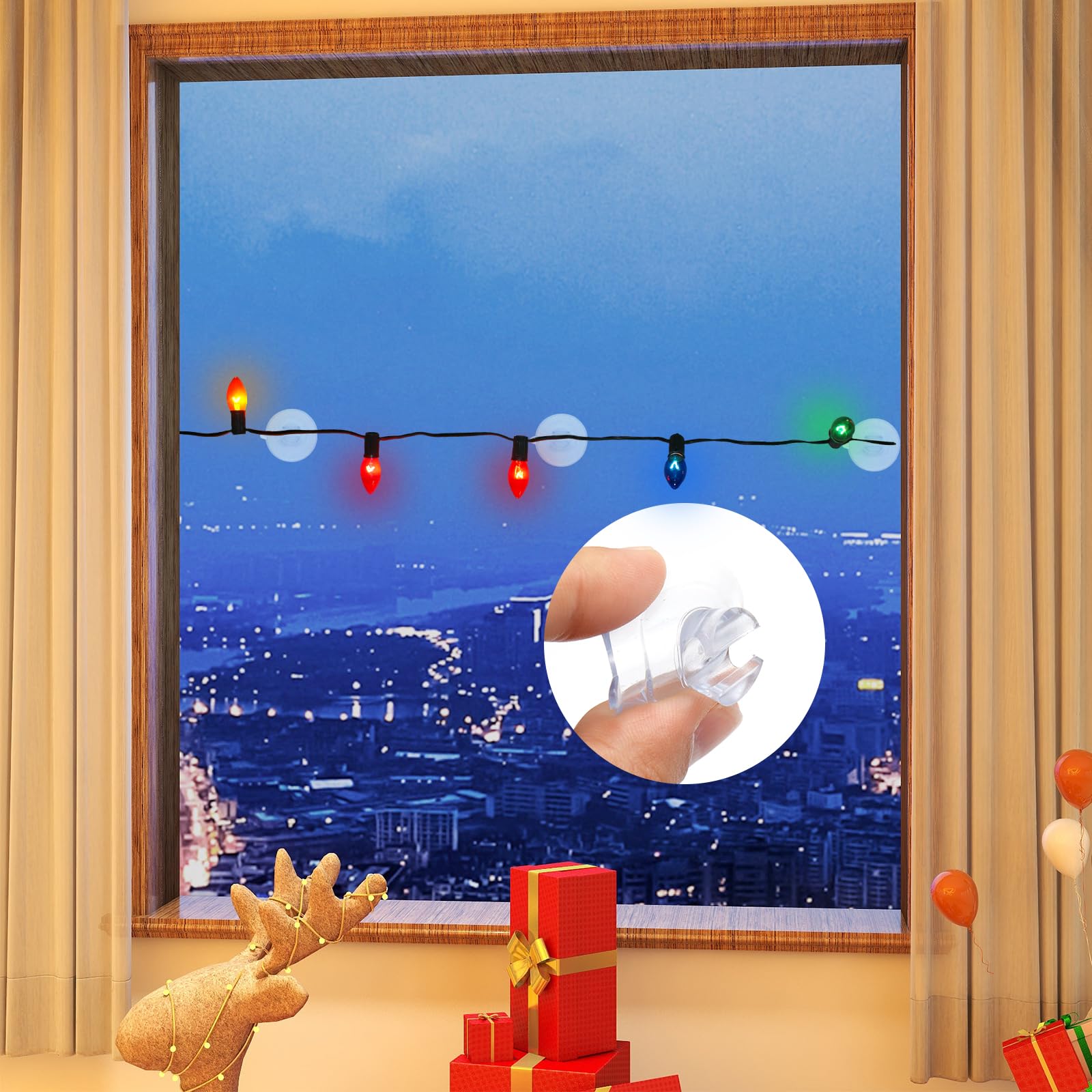 Savagrow 12Pcs Suction Cups Window Sucker Pads Kitchen Wall Hanging Hook Lights String Wire Holder Glass Suction Cup Clips