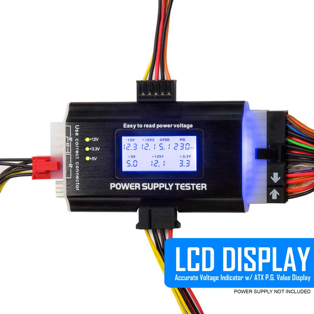 Kingwin PC Computer Power Supply Tester, Digital LCD Screen, ATX/ITX/IDE/HDD/SATA/BYI (KPST-01)