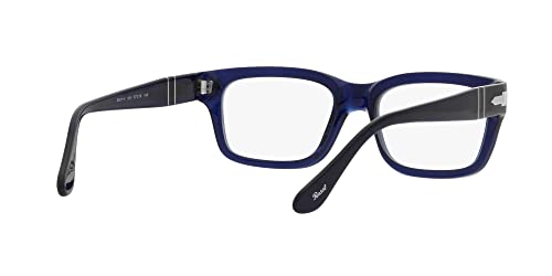 Persol PO3301V Rectangular Prescription Eyewear Frames, Opal Blue/Demo Lens, 57 mm