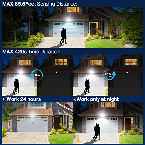 Olafus 80W Flood Lights Outdoor Motion Sensor Light, LED Security Light IP65 Waterproof, 7300LM Motion Activated Light, 3 Head LED Flood Light, 6500K PIR Sensor Lighting for Garage Yard Porch Patio