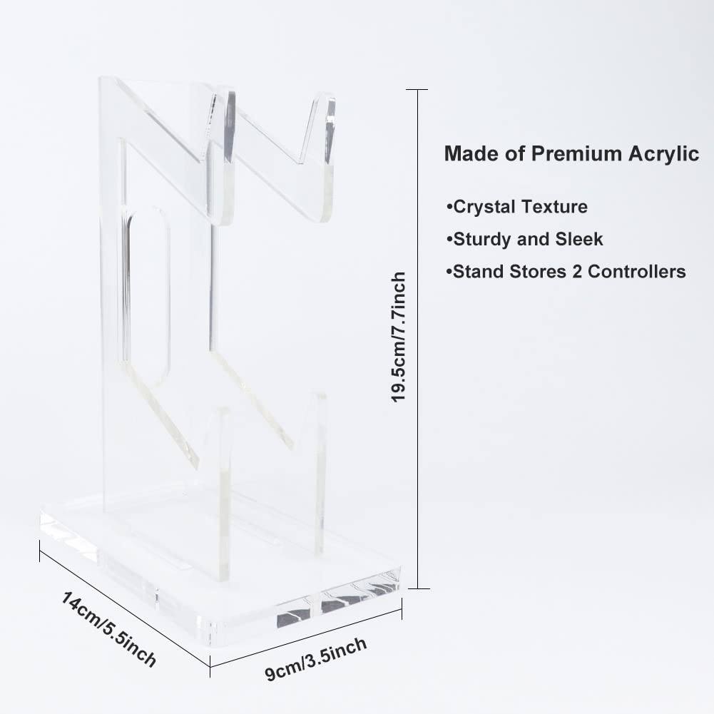 IKPEK Dual Controller Organizer for Desk, Display Controller Stand for PS5/ PS4/ Xbox Series/One X/S/Nintendo Switch Controller, Controller Desk Mount for 2 Packs Game Controller (Crystal Clear)