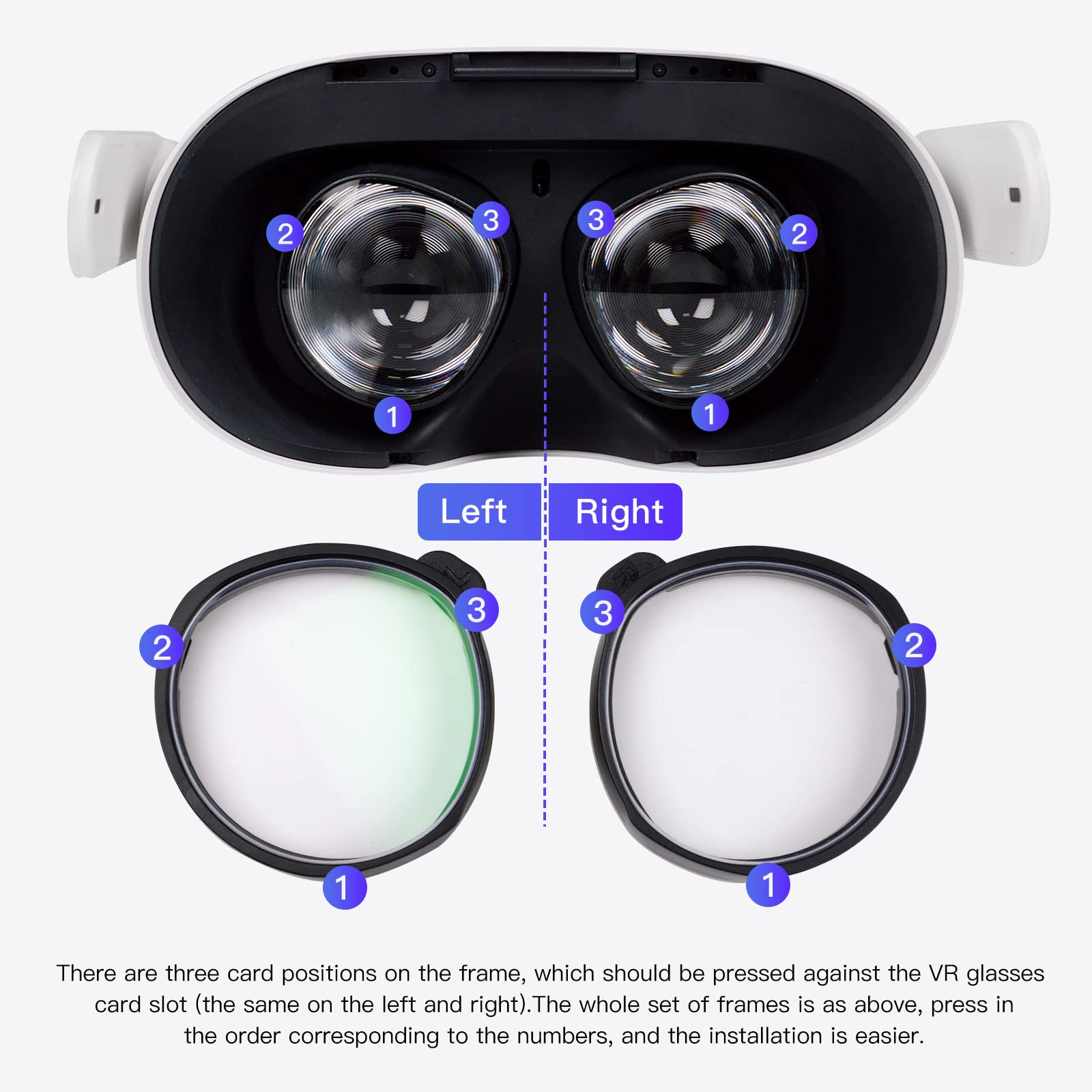 Oculus Quest 2 Myopia Glass Frame (1 Set), Eyes Protective Glasses Accessories Set for Quest 2,Easy to Install(with Lens Polishing Mold)