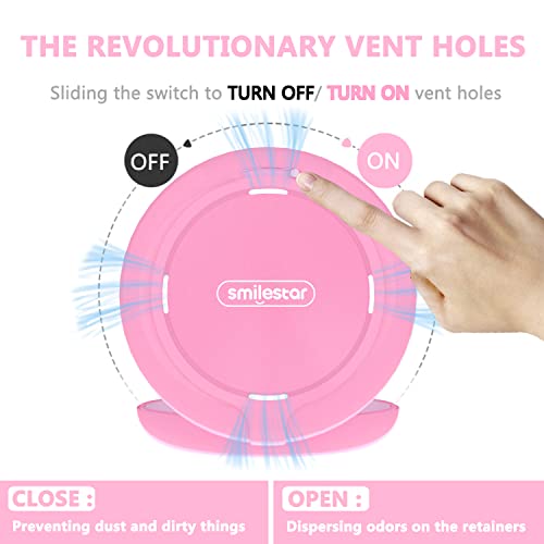 Retainer Case With Adjustable Vents And Mirror - Best Slim Aligner Case For Mouth Guard & Retainer - Creative Design In USA - Compatible With 99% Retainer
