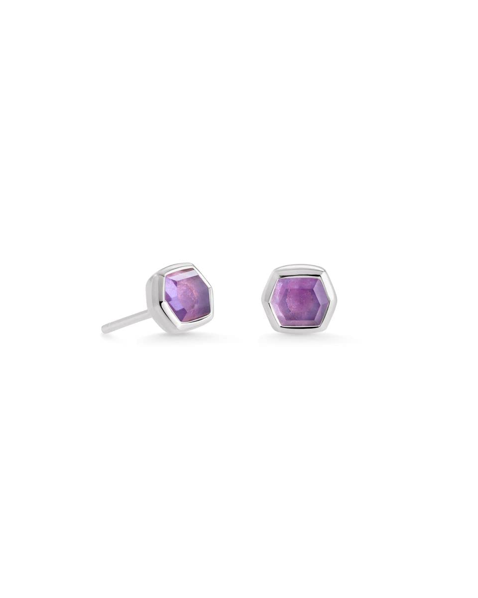 Kendra Scott Davie Stud Earrings in Sterling Silver, Fine Jewelry for Women, White Opal