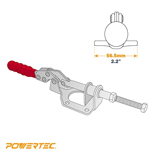 POWERTEC 2PK Toggle Clamp, 300lbs Holding Capacity, 302F Quick Release Push/Pull Clamp for Woodworking Jigs and Fixtures, Pocket Hole Jigs, Welding, CNC (20304-P2)