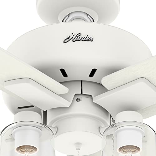 Hunter Pelston Indoor Ceiling Fan with LED Light and Pull Chain, 52", Matte White