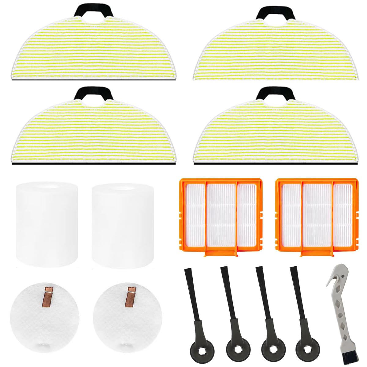 SACLMD RV2610WA AV2610WA Microfiber Vacuum Mop Replacement Pad, Shark Compatible RV2610 WA RV2620WA RV2410WD AV2610WA AI Ultra 2-in-1 Robot Vacuum Cleaner Set, 15-Piece Set, green, SDJ0502