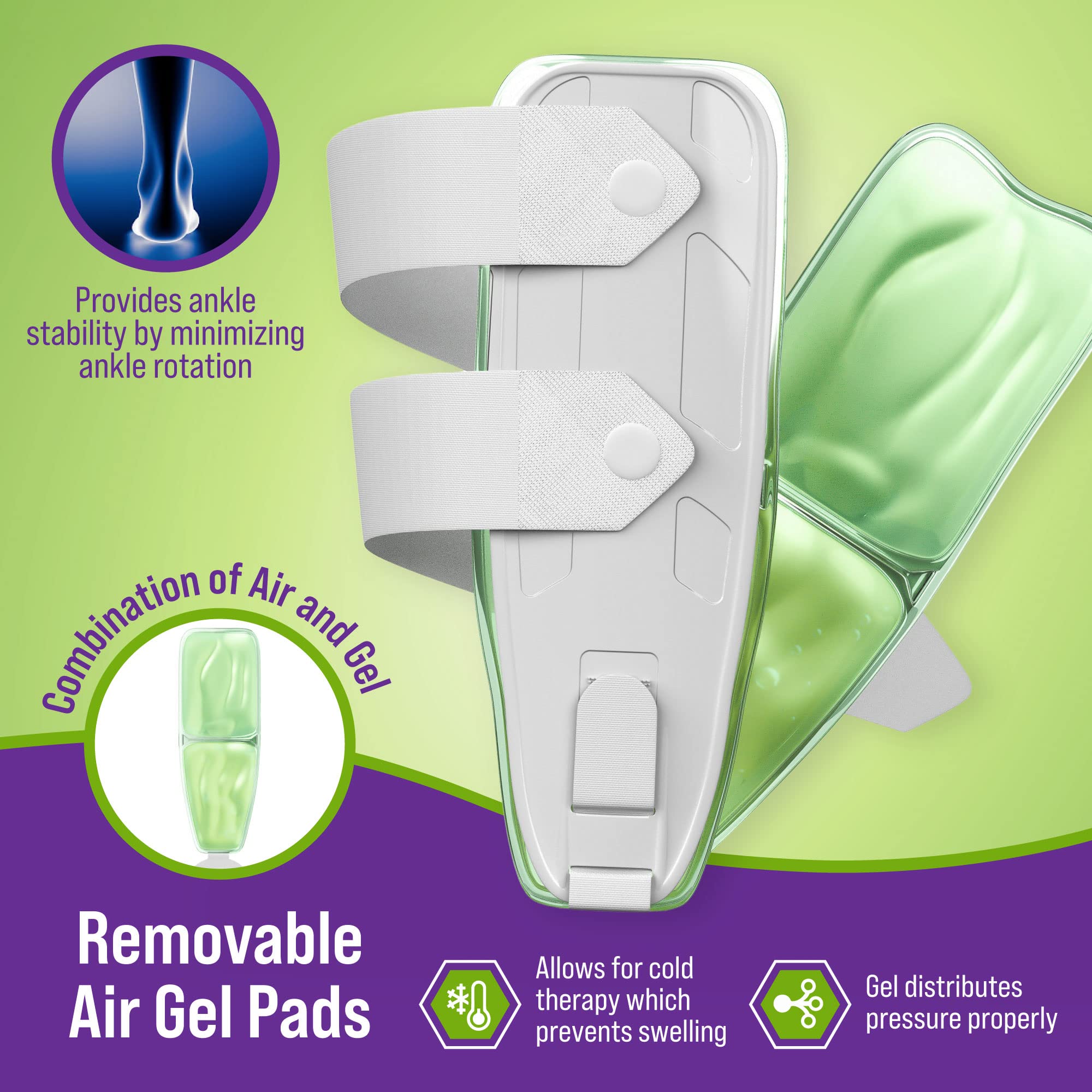 MARS WELLNESS Premium Air Gel Ankle Stirrup Brace - Ankle Brace Stabilizer With Air & Gel Cold Therapy - One Size Fits All - Stabilizing Ankle Splint
