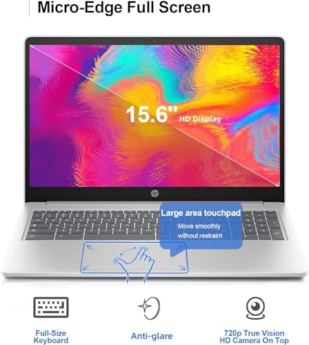 HP 2023 Newest Chromebook Laptop, 15.6" FHD IPS Display, 8GB LPDDR5 RAM, 128GB UFS, 8-Core Intel Core i3-N305(Up to 3.8GHz), Intel UHD Graphics, Fast Charge, Long Battery, SD Reader, WiFi 6, Chrome OS