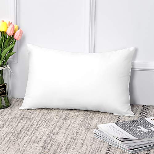 OTOSTAR Outdoor Throw Pillow Inserts - Pack of 2 Water Resistant Cushion Inner Pads for Patio Garden Coffee House Decorative Waterproof Pillow Inserts 12x20 Inch -White