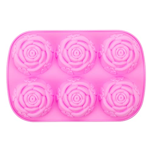 MOTZU 6 Cavity Rose Flower Silicone Ice Cube Candy Chocolate Cake Cookie Cupcake Baking Soap Mould