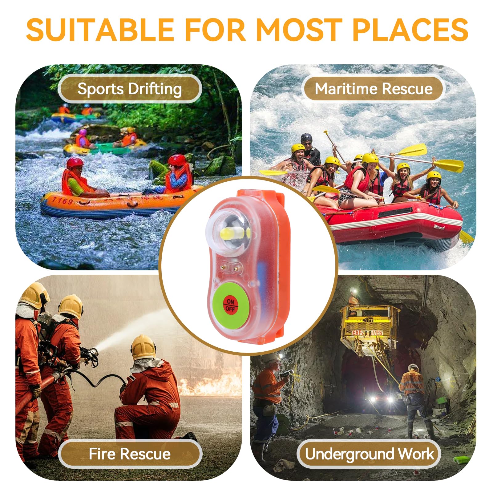 Life Jacket Light, Automatic Locator Life Jacket Strobe Light for Man Overboard Survival Vest Automatic Survivor Locator Light Boat Strobe & Safety Lights(Orange)