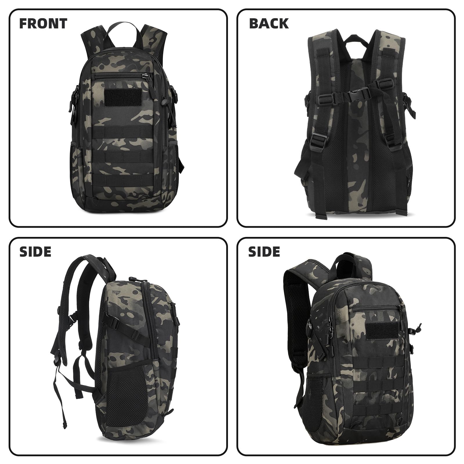 HUNTVP 10L/20L Mini Daypack Military MOLLE Backpack Rucksack Gear Tactical Assault Pack Bag for Hunting Camping Trekking