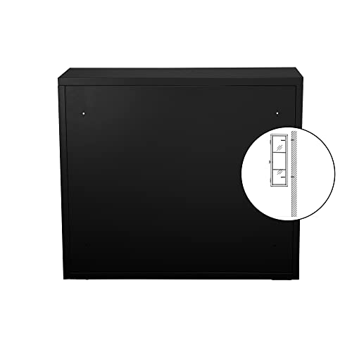HomSof Haze Double Glass Door Wall Cabinet with Detachable Shelves for Office, Dining Room,Living Room, Kitchen and Bathroom, Black
