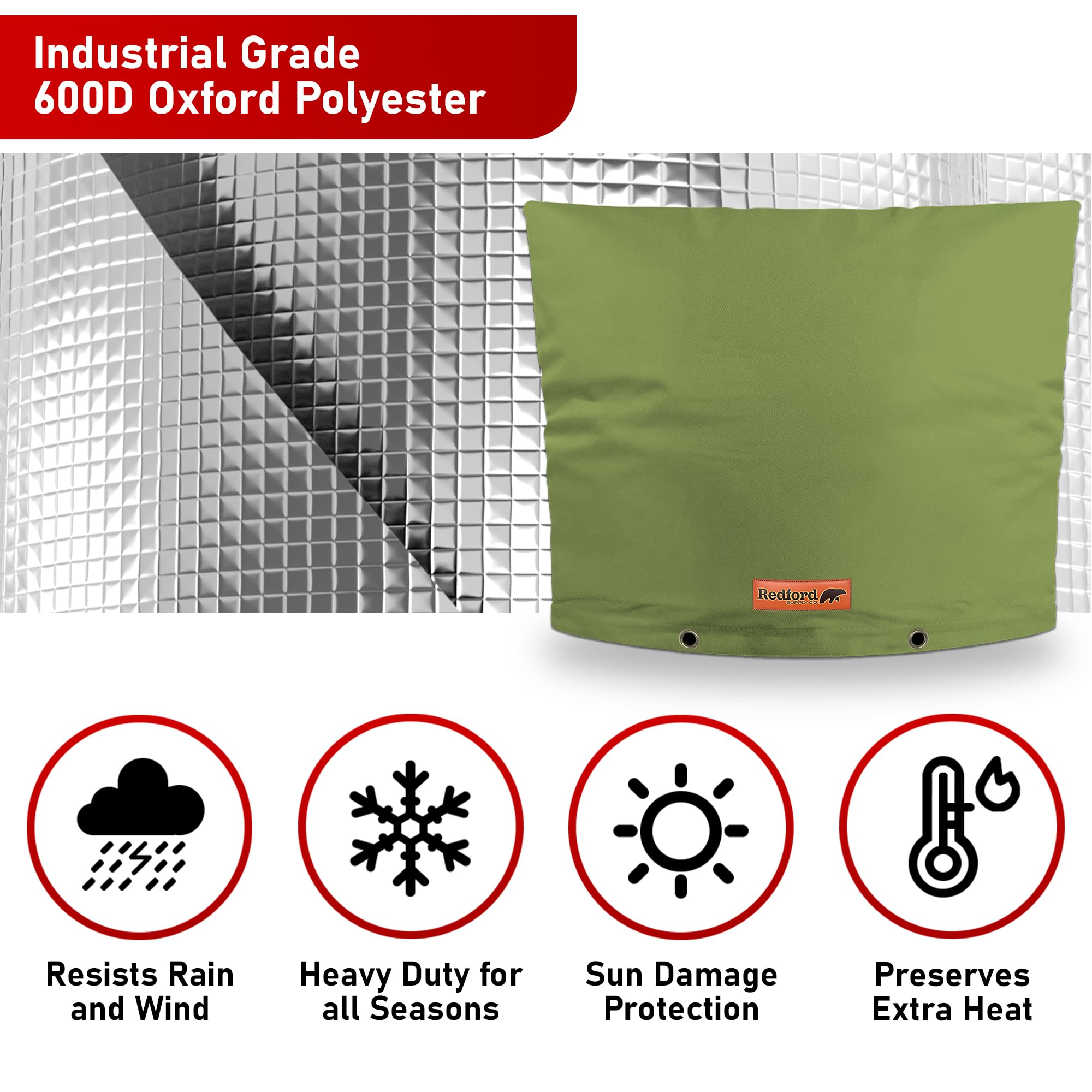 Redford Supply Co. Cold Snap (5°F), Backflow Preventer Cover, Backflow Cover, 90" W x 60" H, Pipe Insulation, Sprinkler Valve Cover, Sprinkler Covers for Outside, Well Pump Cover (Gray)
