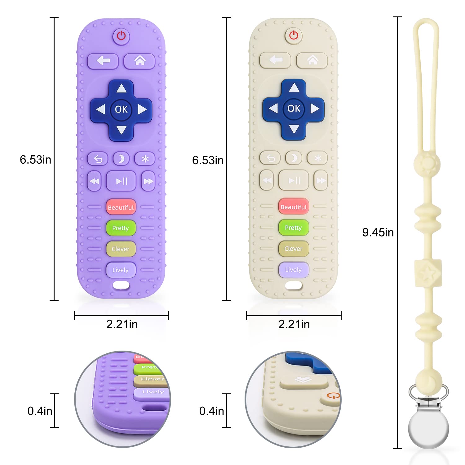 Qinerle Silicone Baby Teether Toys,TV Remote Control Shape,Infant Sensory Toy for Babies Teething Toys 6-12 Months