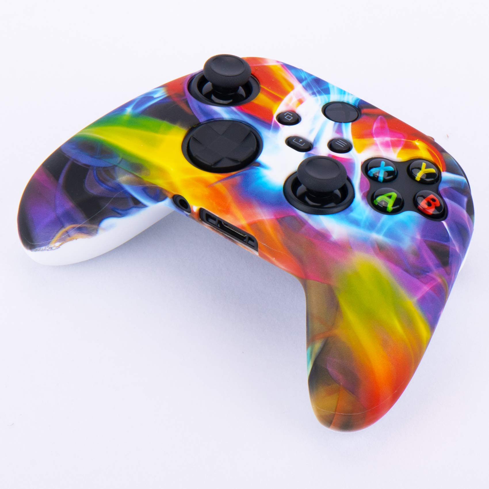 MXRC Silicone Rubber Printing Cover Skin Case x 1 Anti-Slip Customize for Xbox Series X/S Controller x 2(Rainbow Pack) + Thumb Grips x 8