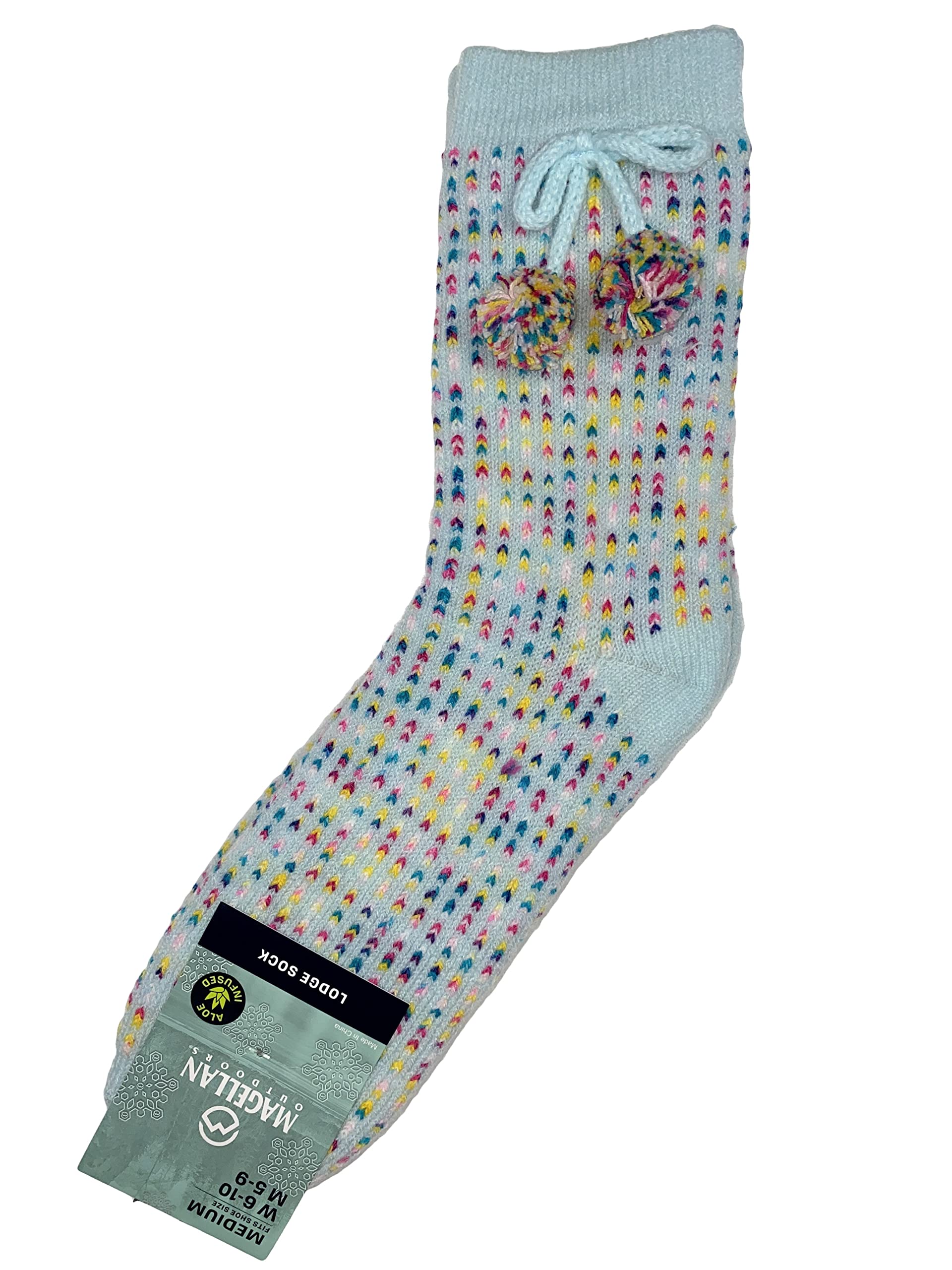 Magellan Outdoors Women's Lodge Socks Aloe Infused Soothing Spa Socks for Women and Men (Black Rugby Stripe, Large)