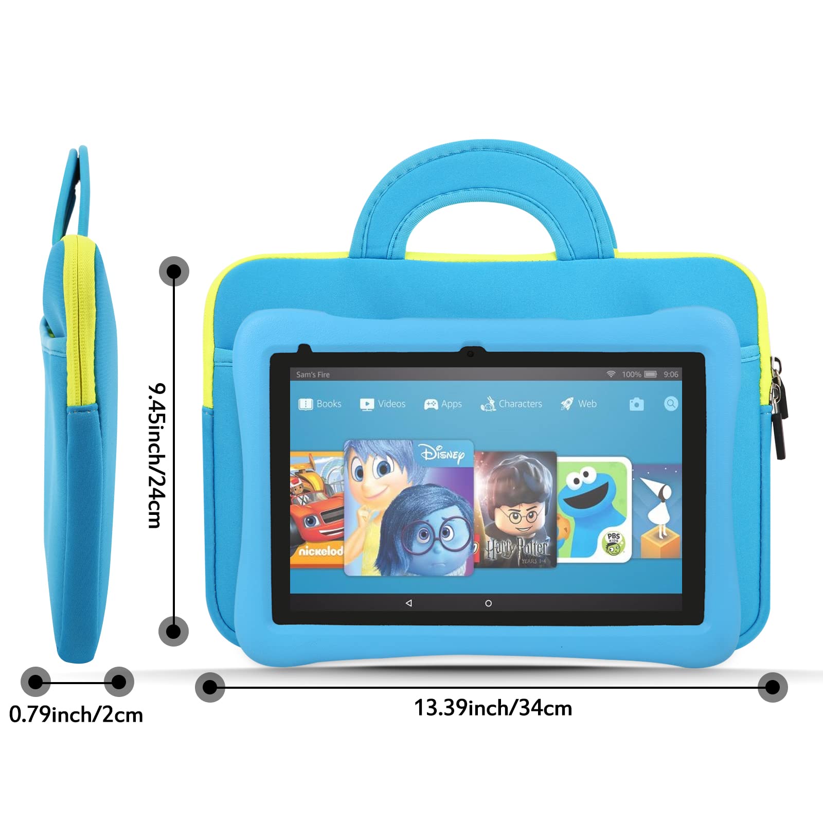 Kids Tablet, 10 inch Toddler Tablet, Google Kids Space, Teacher Approved apps with Parent Control, Eye Protection Mode, EVA Shockproof Case and Tablet Sleeve Bag Bundle, PlimPad Kids10 (Blue Set)