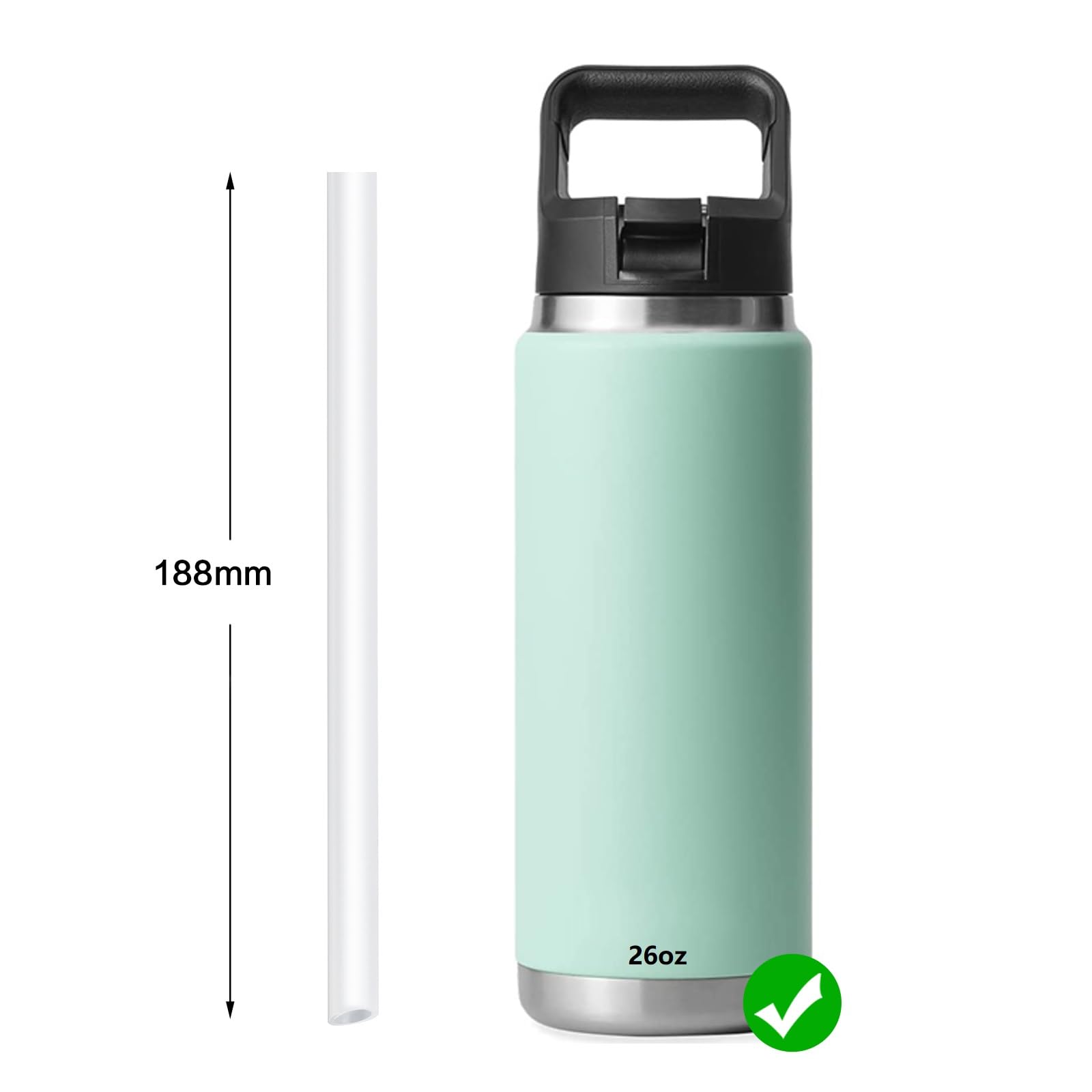 Replacement Straws Compatible with YETI Rambler 26oz Vacuum Insulated Bottle-YETI Rambler Straws Replacement-Accessories Set Include 5 BPA-FREE Straws,1 Straw Cleaning Brush