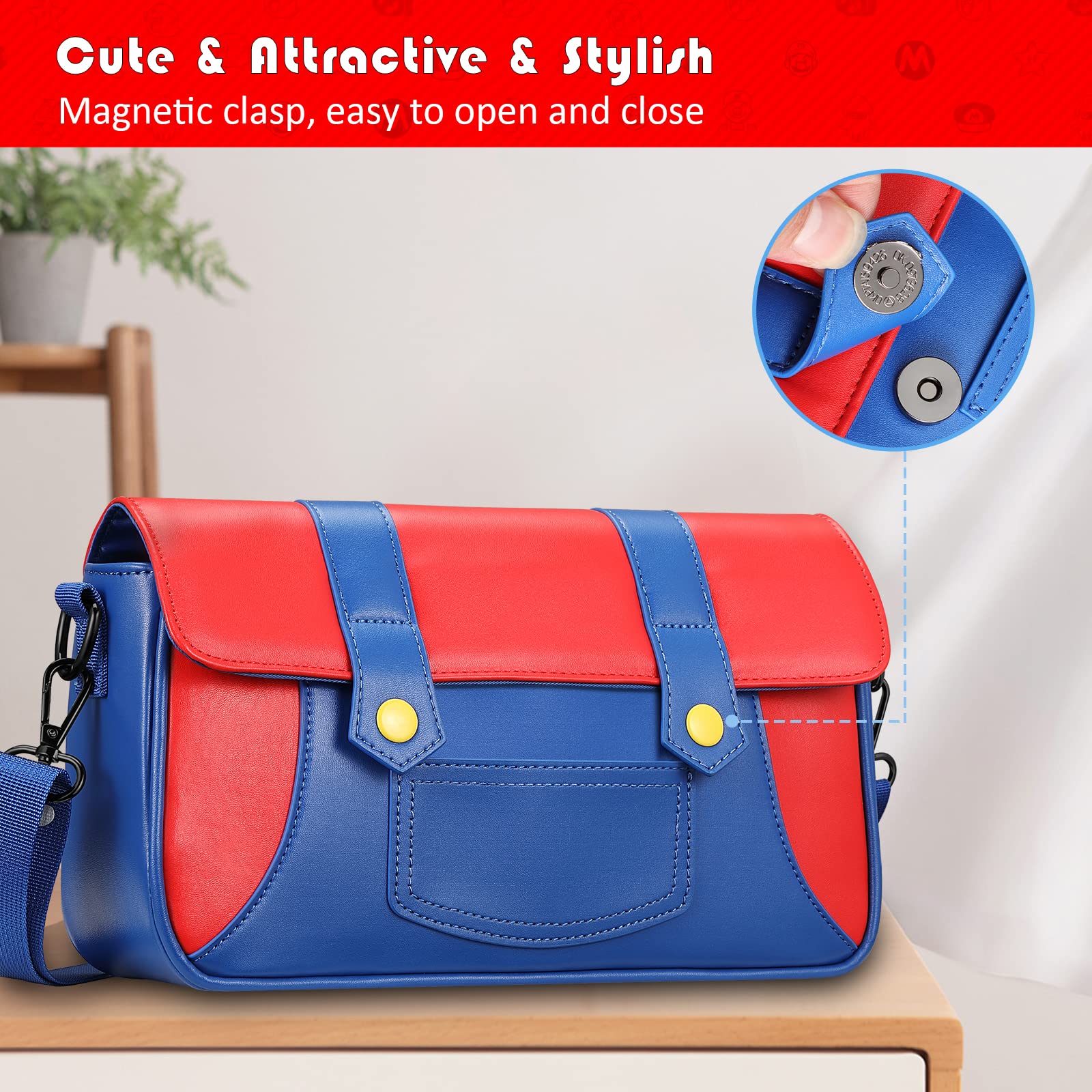 KENOBEE Carrying Case for Nintendo Switch OLED Model 2021/ Switch 2017, Cute Protective Shoulder Bag Cover Travel Clutch with Side Pocket & Game Card Slots, for Switch Console Joy-Con & Accessories