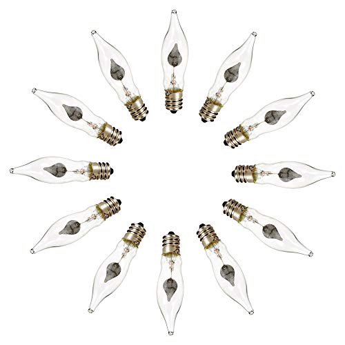 Holiday Joy - Flicker Flame Crystal Clear Flame Tip Candelabra Replacement Bulbs - Great for Electric Window Candle Lamps - CA5 - E12-1 Watt - 120 Volts (6 Pack)