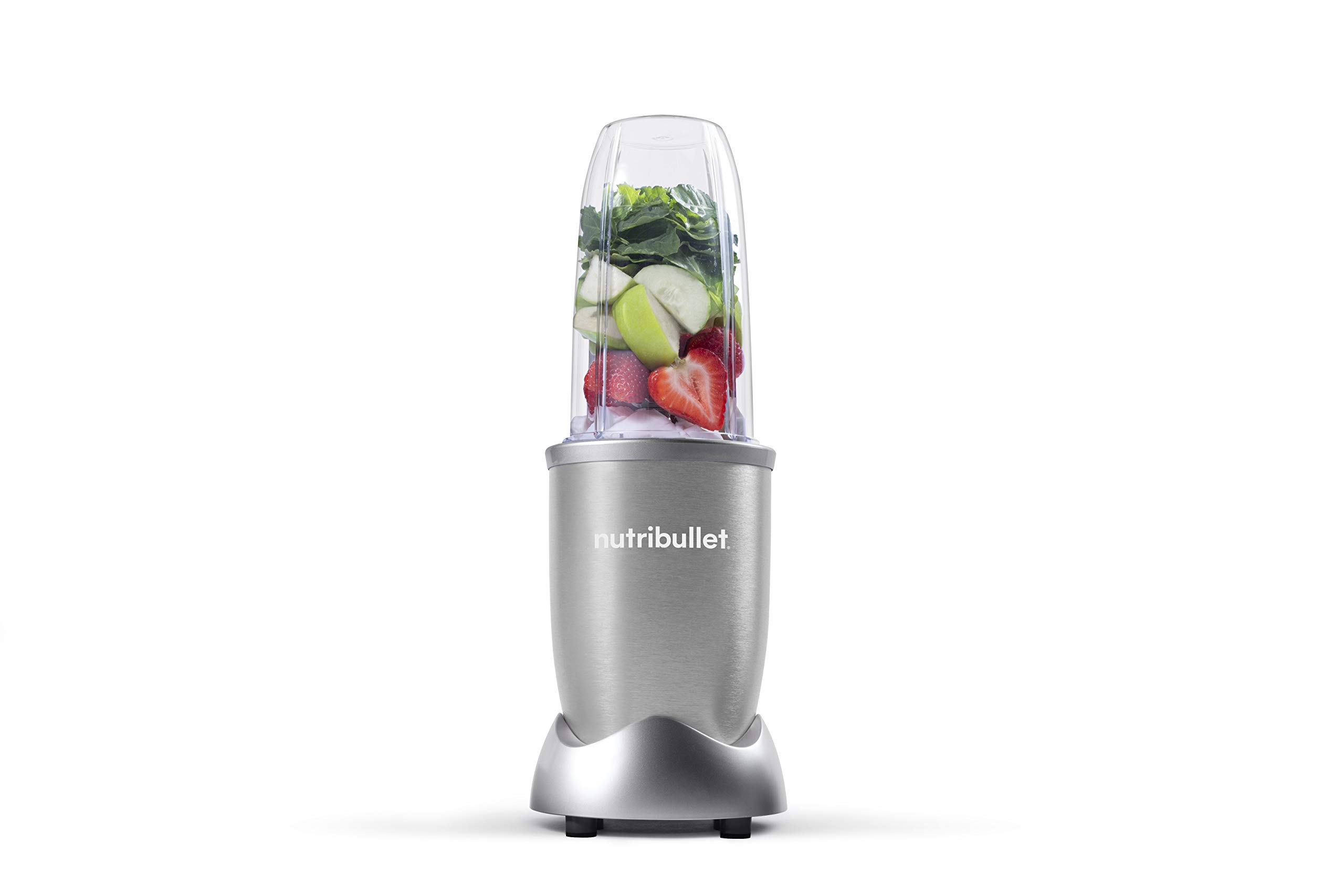 NutriBullet NB9-1301S Pro 13 Pcs Silver, 900W & 24 Ounce Tall Cup with Standard Lip Ring, Clear/Gray