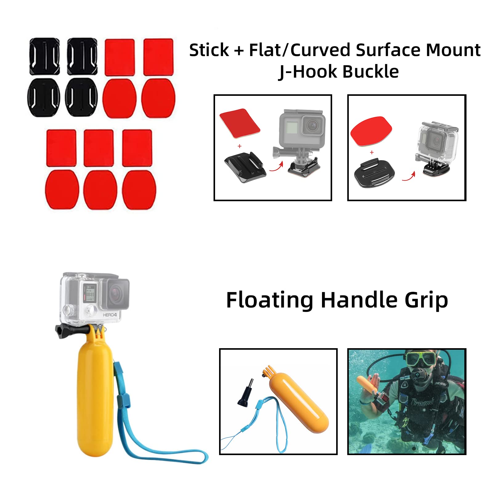 kitway Action Camera Accessories Kit Compatible with GoPro Max, HERO10/9/8/7/6/5/4/3+/3/2/1,EK7000/Wewdigi EV5000/DBpower N6/Crosstour, and More (32 in 1 Accessories)