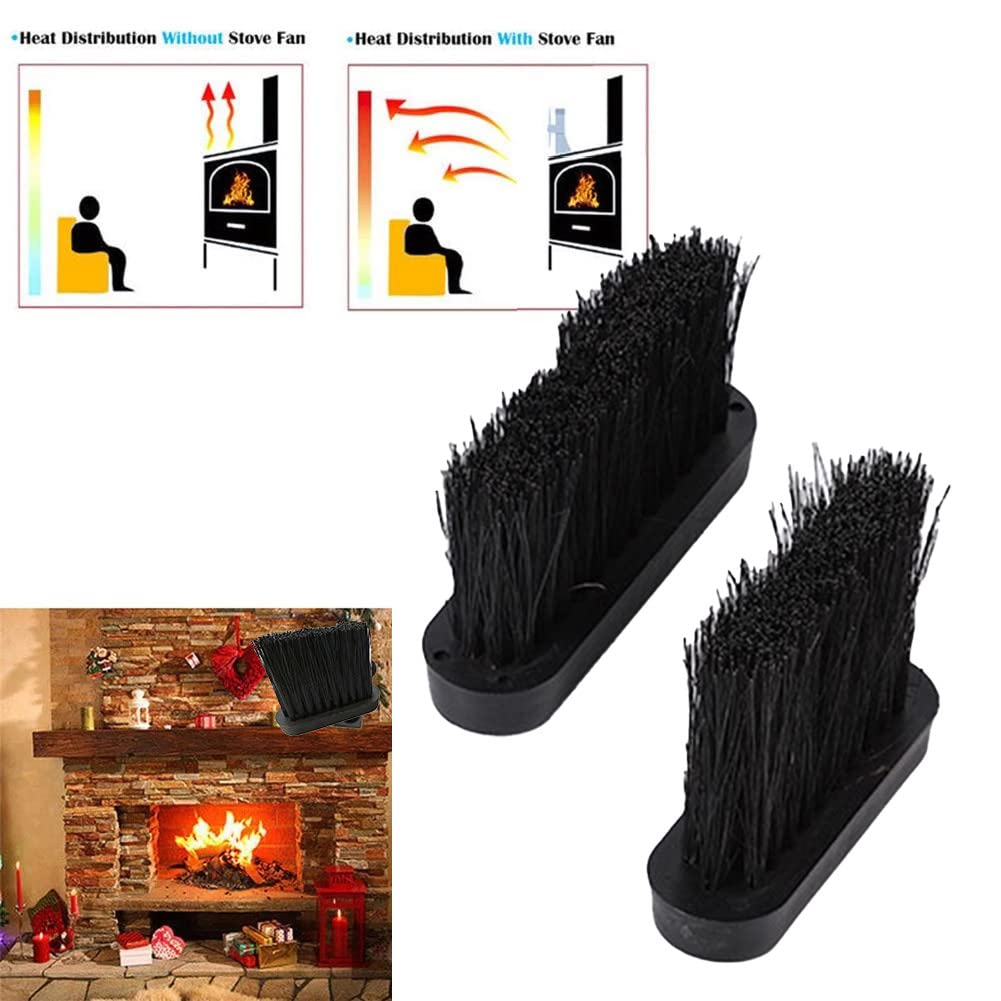 NIGHTKIST 2PCS Oblong Fireplace Brush Replacement Head Spare Bench Hearth Cleaning Brush Head Refill Fireplace Broom for Companion Sets