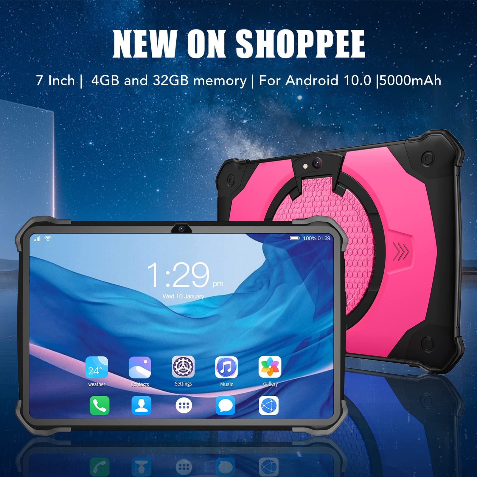 Kids Tablet 7in 2.4G 5G RAM 4GB ROM32GB Front 5MP Rear 8MP 1960x1080 Octa Cores 5000mAh Tablet for Android10 US Plug 100 to 240V(Pink) Tablets (Pink)