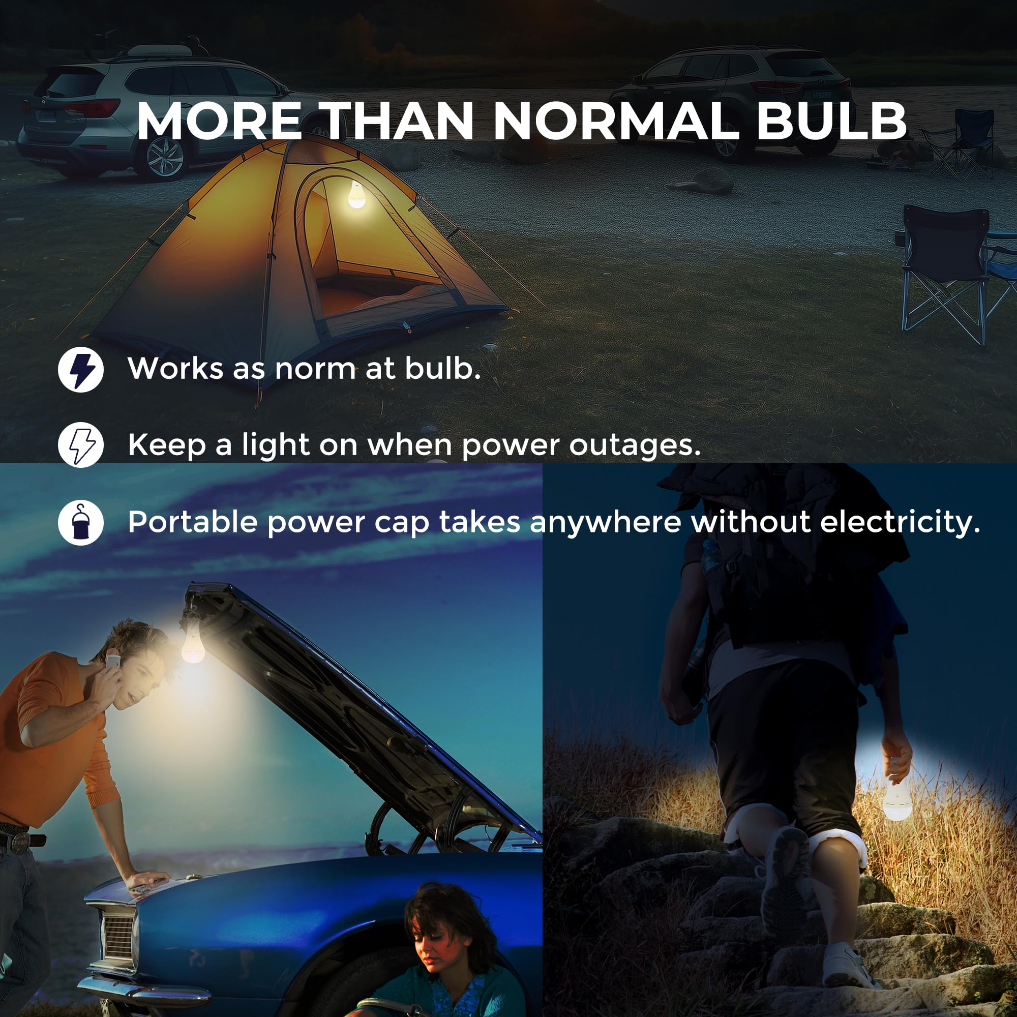 USB Rechargeable Light Bulbs with Remote, Dimmable and Timer, Wireless Light Bulbs no Plug for Lamp Refresh Long Lasting Battery Light, 2600MAH Battery Operated LED Bulbs for Home Power Outage, 900LM