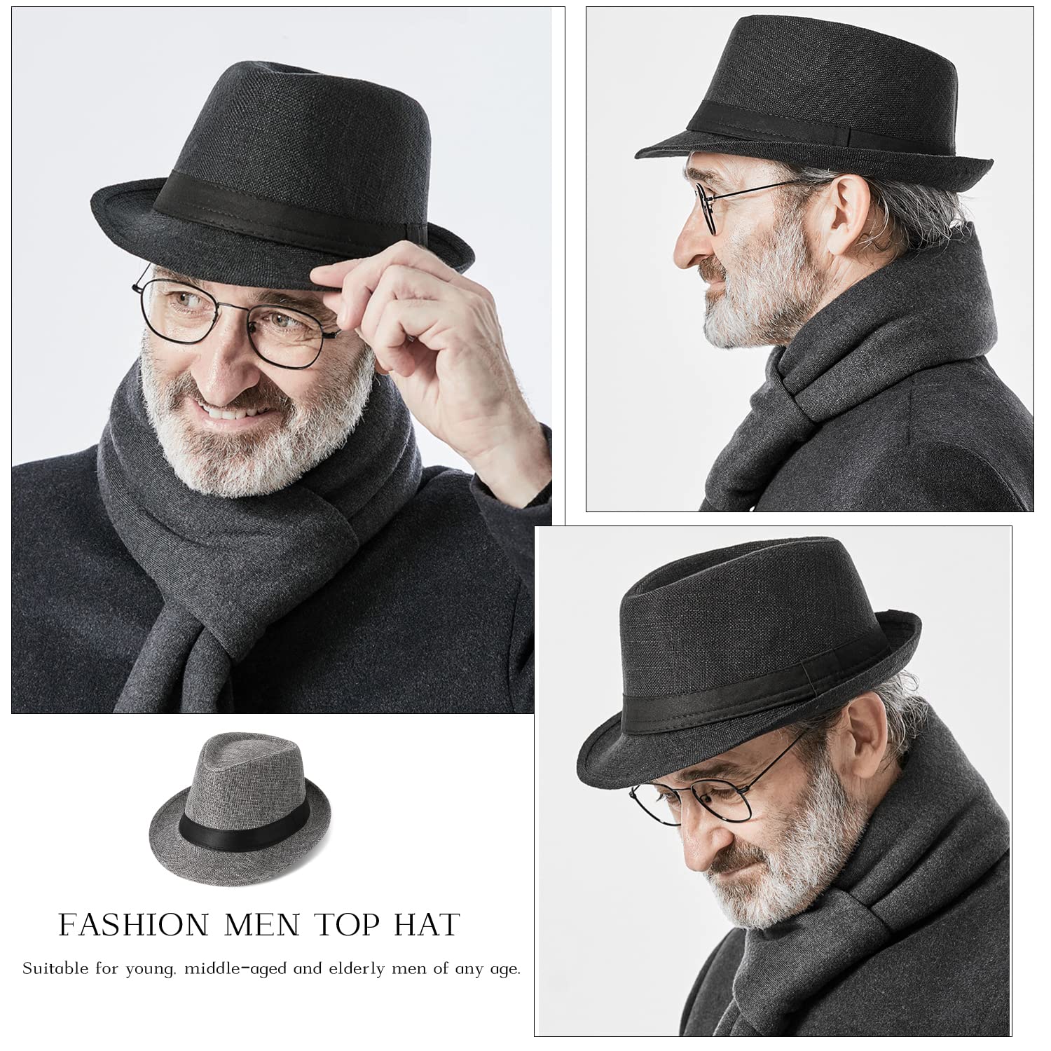 Men Wide Brim Straw Hat,Man Summer Beach Fedora Sun Hat UPF50+, Sun - Protected Straw Hats for Men Khaki