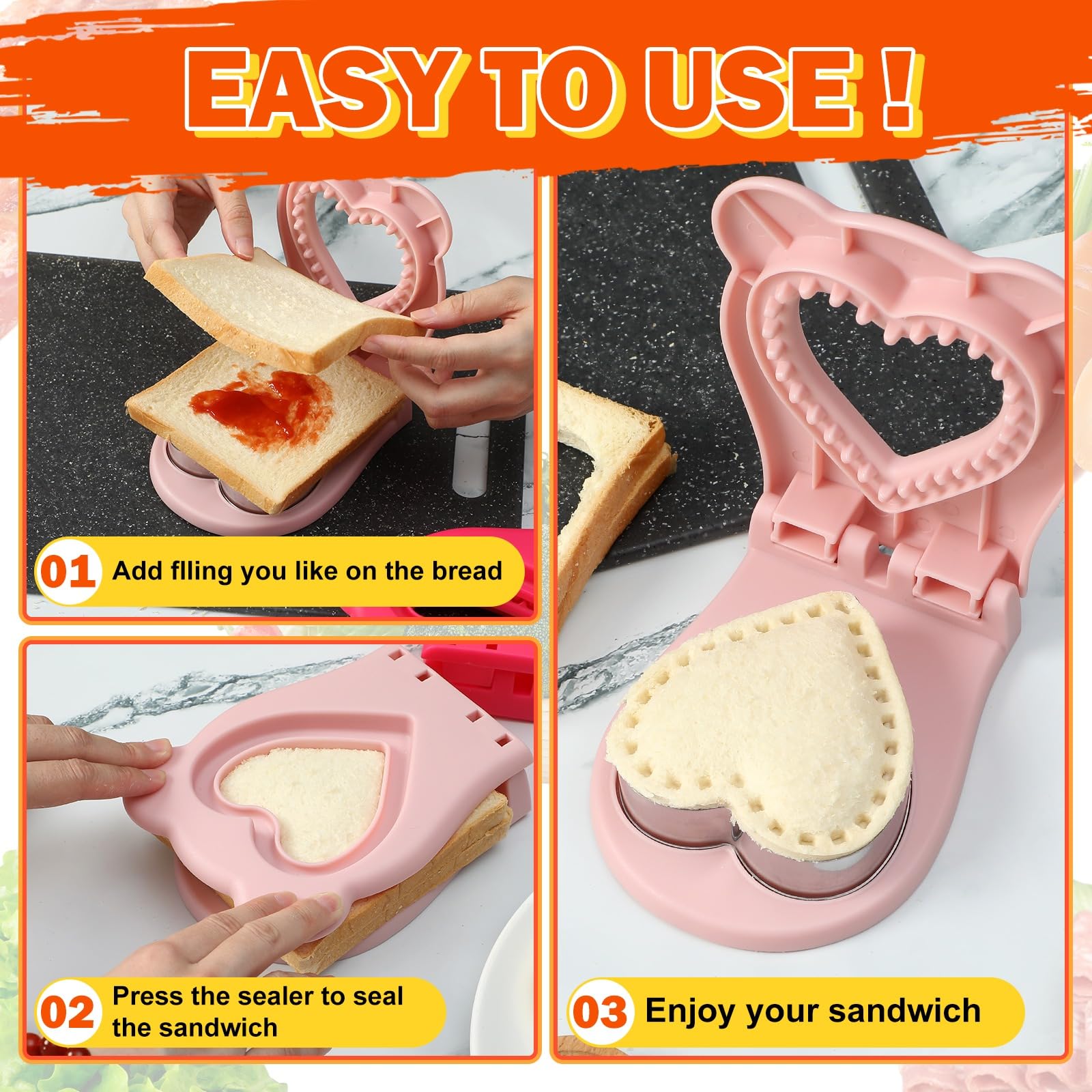 Junejour Round Shaped Sandwich Cutter 4 inch Uncrustables Sandwich Maker, Sandwich Cutter and Sealer for Kids Lunch & Breakfast, Easy to Use DIY Bread Sandwich Maker (Nordic Blue)