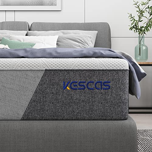 Kescas 12 Inch Spring Hybrid Full Mattress -Bamboo Charcoal Cooling Gel Memory Foam, Moisture Wicking Cover, Edge Support - Pocket Innersprings for Motion Isolation - Medium Firm
