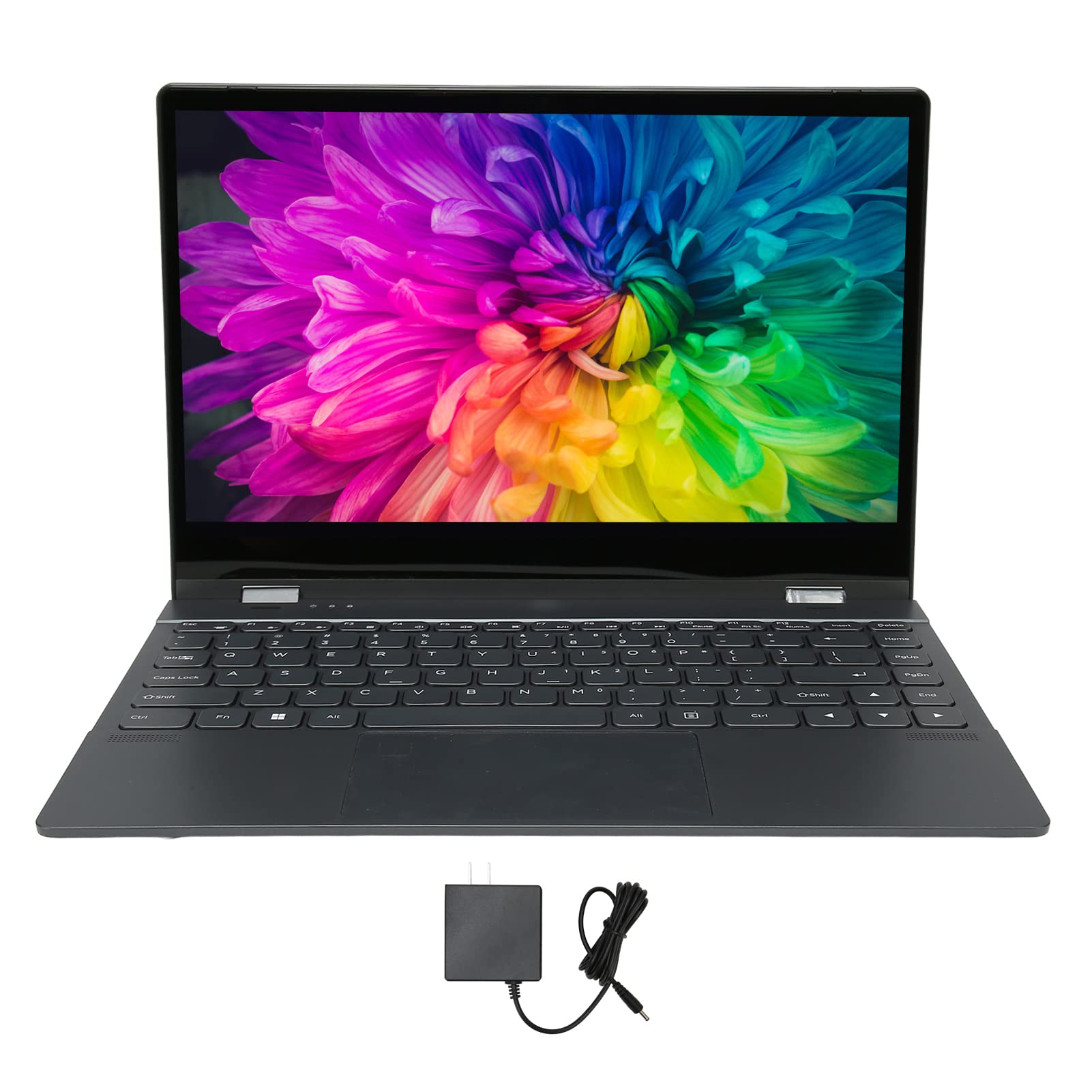 Laptop, 12G RAM Fingerprint Unlock Four Modes 14.1 Inch Laptop 360 Degree Flip for Windows 10 11 (US Plug 512GB)