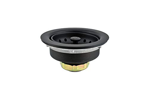 Plumb Pak K5414BLK Keeney Stainless Steel Kitchen Sink Strainer with Fixed Post Basket, Fits Standard 3-1/2-Inch Openings, 3-1/2 In. to 4 In, Black