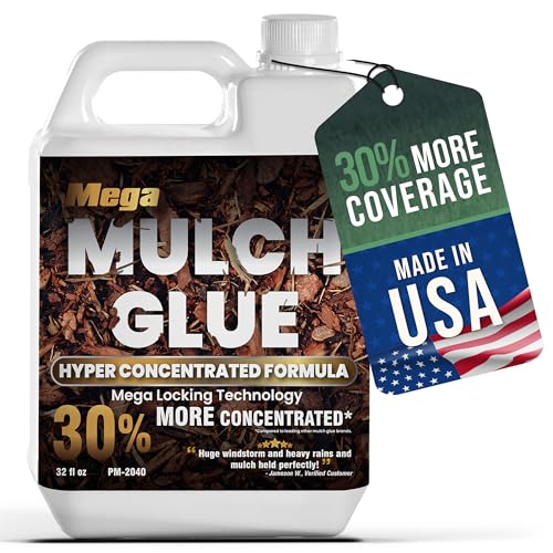 PetraMax Mega Mulch Glue for Landscaping, 32 oz Non-Toxic Pea Gravel Glue, Landscape Rock Glue, Gravel Binder and Mulch Glue for Rocks, Quick Dry Stone Glue Gravel Stabilizer