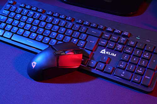 KLIM Light V2 Rechargeable Wireless Keyboard - New Version 2024 - Slim Durable Ergonomic - Backlit Wireless Gaming Keyboard for Laptop PC Mac PS4 PS5 Xbox One - Long-Lasting Built-in Battery