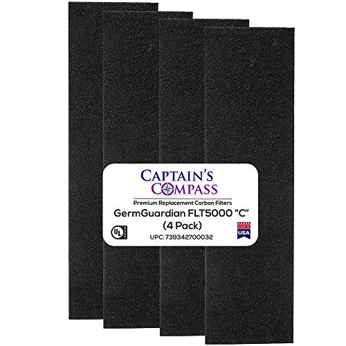 Premium Replacement FLT5000/FLT5111 Carbon Filter C (4 Pack) Carbon Activated Pre Filters for GermGuardian AC5000 Series, Made in USA