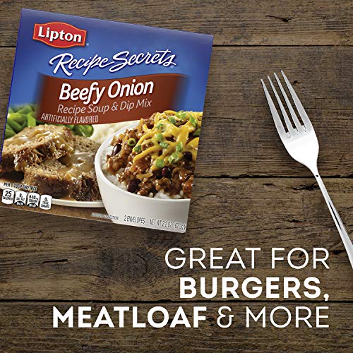 Lipton Soup Recipe Secrets Soup and Dip Mix For a Delicious Meal Beefy Onion Great With Your Favorite Recipes, Dip or Soup Mix 2.2 oz, Pack of 12