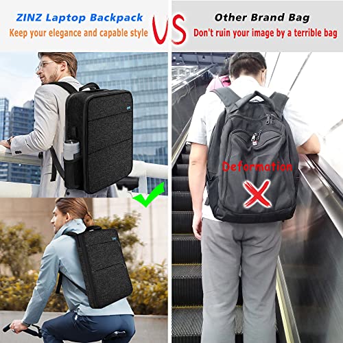 ZINZ Slim & Expandable Laptop Backpack Water Resistant Backpack Travel Backpack Compatible with All Model MacBook Air/Pro 13-14 inch XPS 13 Surface 13.5" and Most 13-14 inch NoteBooks,Black