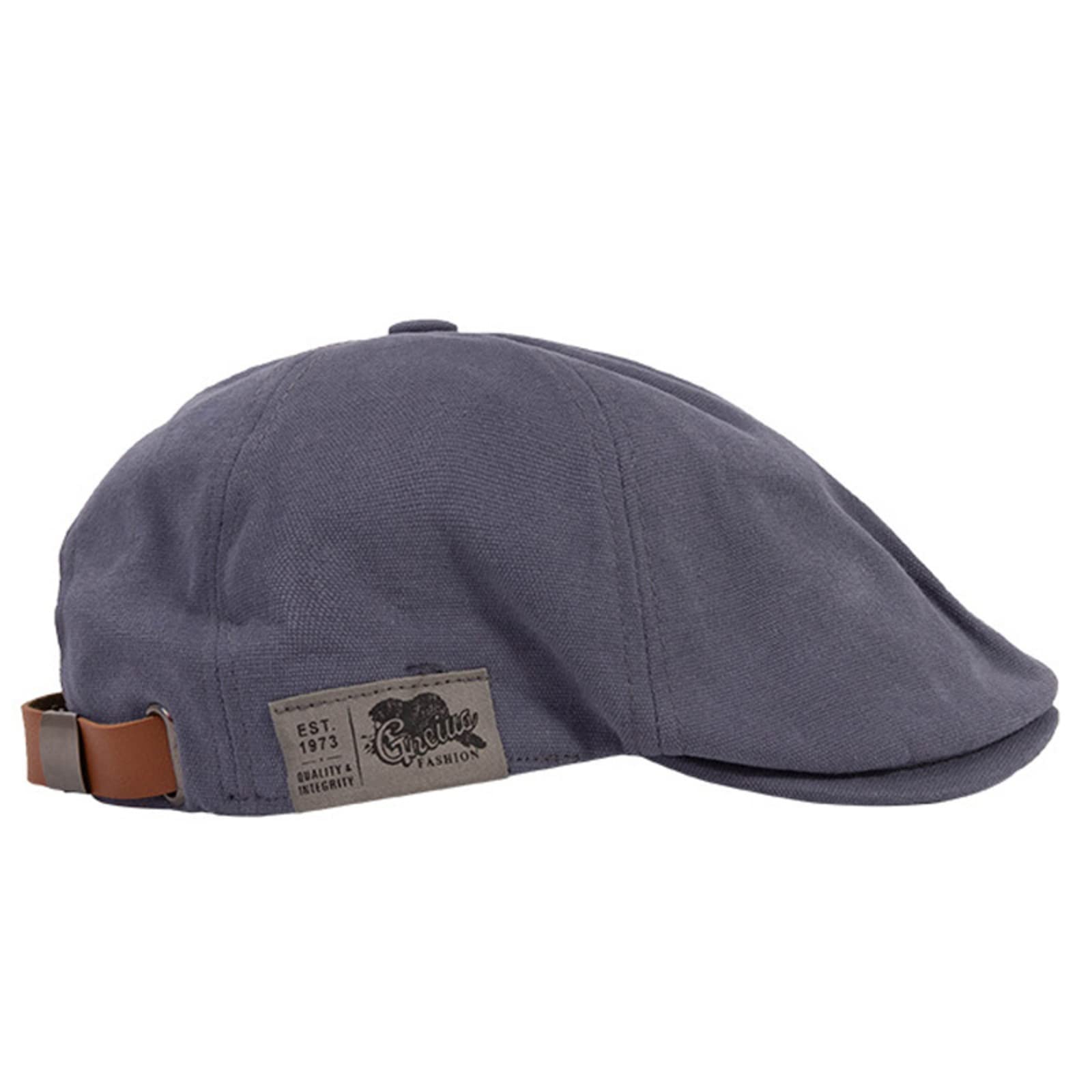 Men's Beret Hat Cotton Newsboy Berets Flat Caps Adjustable Classic Vintage Duckbill Buckle Cabbie Cap Gray