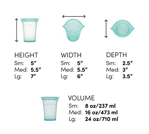 Zip Top Reusable Food Storage Bags | 3 Cup Set [Frost] | Silicone Meal Prep Container | Microwave, Dishwasher and Freezer Safe | Made in the USA