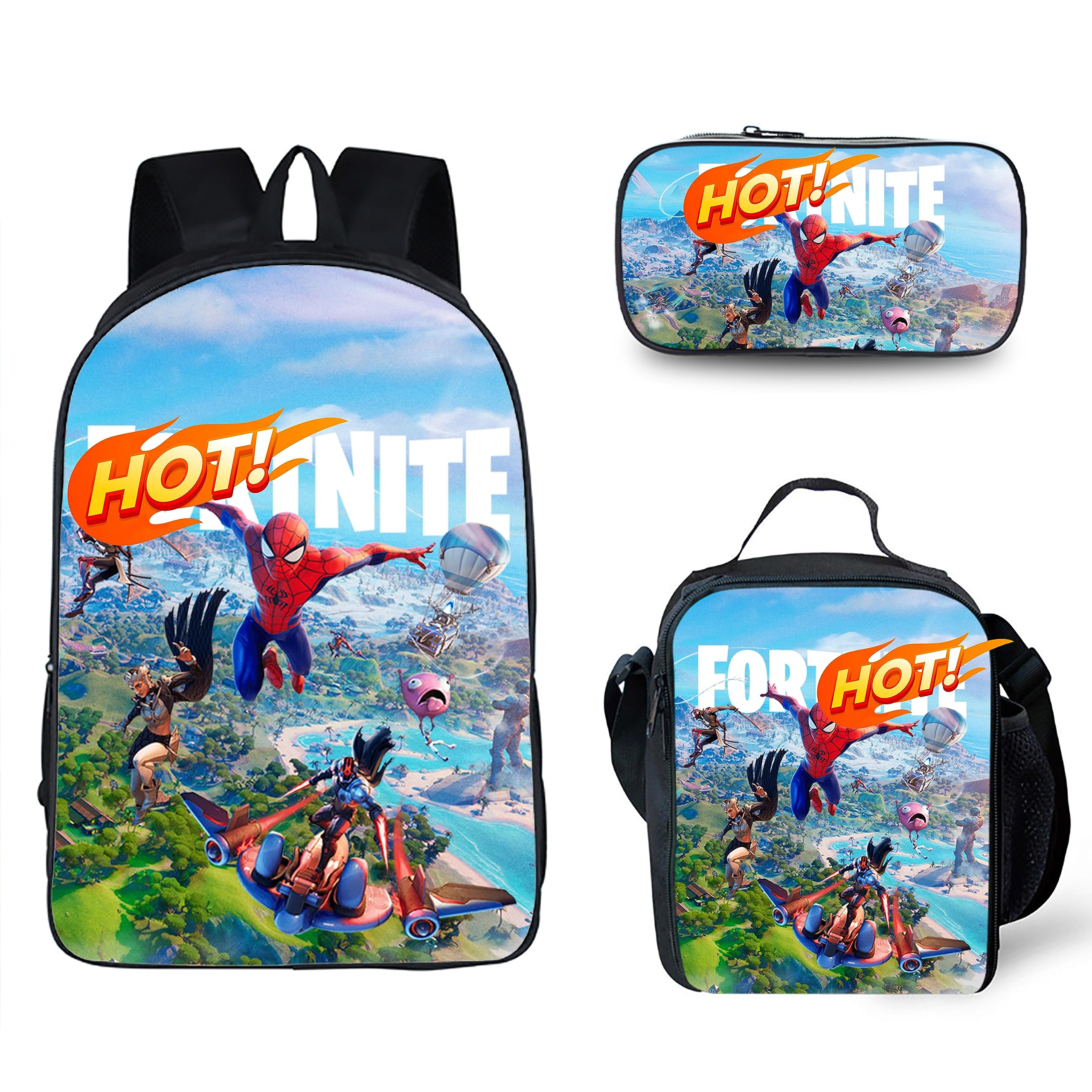 Kids' 3Pcs Backpack Set Insulated Lunch Box Exquisite Pencil Case for Boys and Girls Game-2