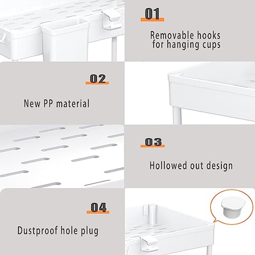SZIPJAMP Under Sink Organizers and Storage 2 Tier Slide Out Kitchen Cabinet Organizer Sturdy Metal Storage Rack White Matte Kitchen Shelf for Countertop