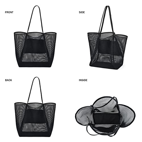 Lightweight Picnic Casual Tote Bag Enlarged Reinforced Hollow Hobo Women Foldable Shoulder Bag 3pcs For Beach Vacation