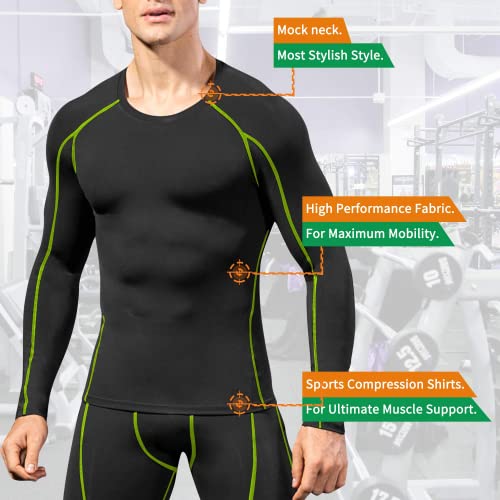 Men's Compression Shirts Long Sleeve Shirts Athletic Running Cool Dry Top Gym Workout Sport Base Layer