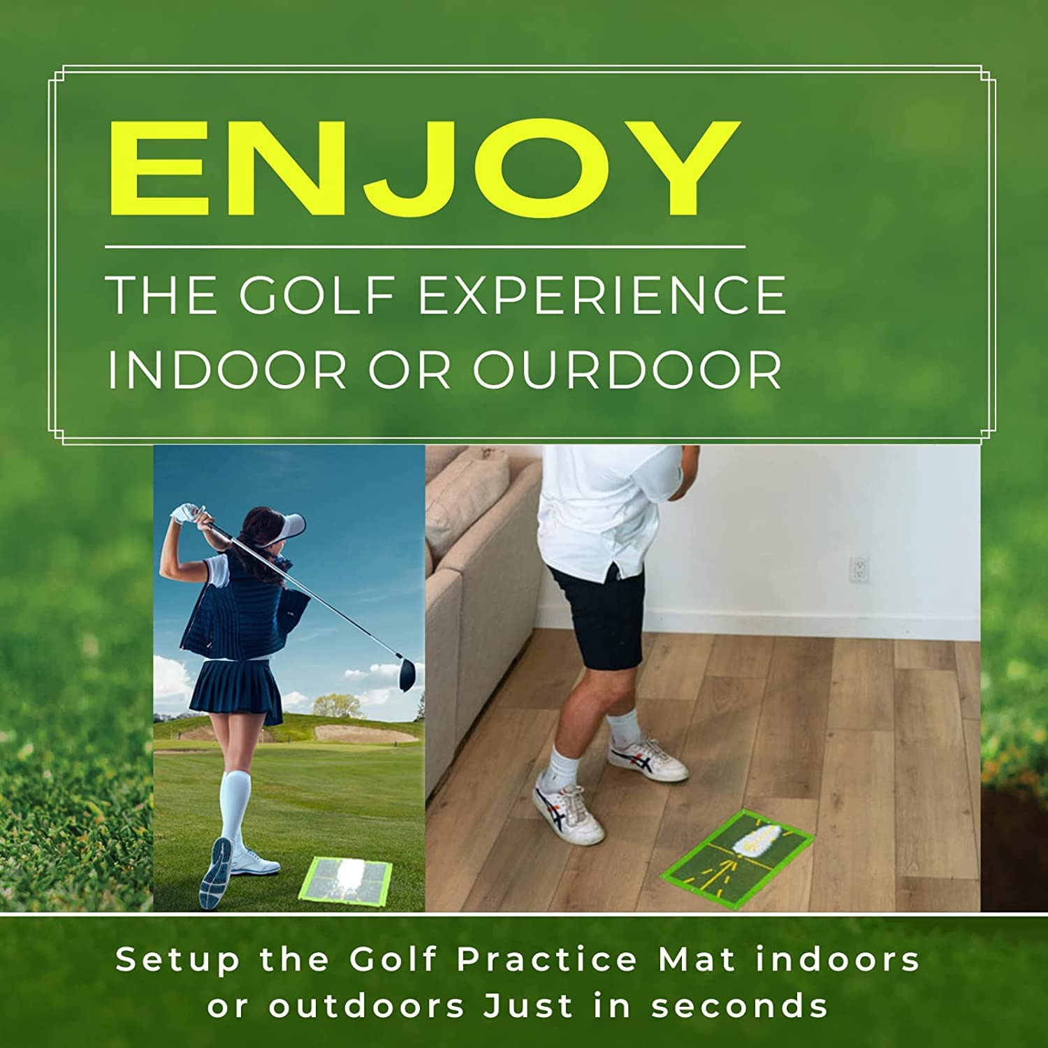 MOTEERLLU Golf Training Mat for Swing Detection Batting,Golf Hitting Impact Mat That Shows Swing Path,Golf Practice Aid Equipment with Golf Ball,Ground Nail,Climbing Nail for Indoor&Outdoor