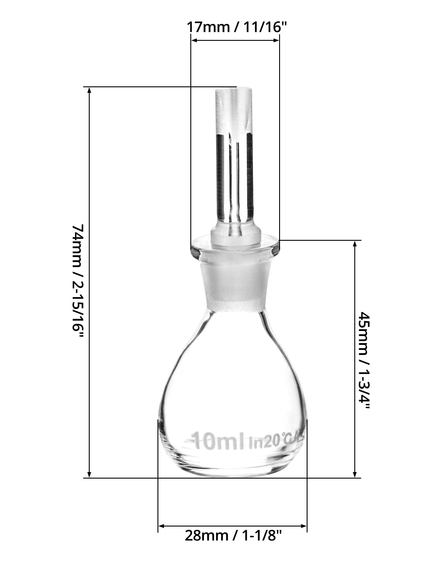 QWORK Specific Gravity Bottle, 2 Pack 10ml