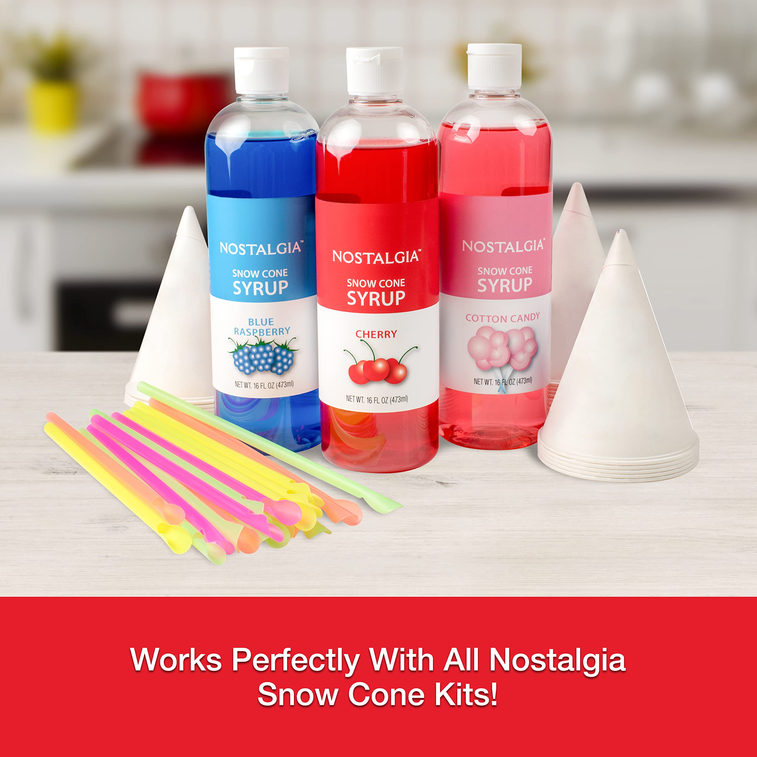 Nostalgia Coca-Cola Snow Cone Shaved Ice Machine - Coke Retro Table-Top Slushie Machine Makes 20 Icy Treats - Includes 2 Reusable Plastic Cups & Ice Scoop - White & Red